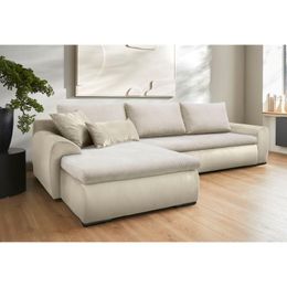 Home Affaire Ecksofa »Win, L-Form, Breite 285cm« optional mit Schlaffunktion und Bettkasten, beige, Cord beige