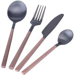 VILLA D'ESTE Besteck-Set &raquo;Stylo Duo satiniert back&laquo; Essbesteck-Set, satiniert schwarz/kupferfarben