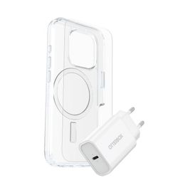 Otterbox Handyhülle »Protection + Power Kit für Apple iPhone 16 Pro« Backcover, Schutzhülle, Displayschutzglas, Ladegerät Transparent;Weiß Taktile...