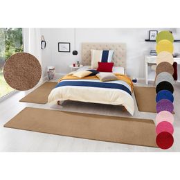 Hanse Home Bettumrandung »Fancy« Höhe 7 mm 3 Stk. tlg. Unifarben, Bettvorleger, 3-teiliges Läufer-Set fürs Schlafzimmer braun Obermaterial: 100%...