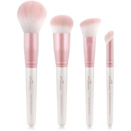 LUVIA COSMETICS Kosmetikpinsel-Set »Flawless Face« Nurai-Pinselhaar, vegan und hautfreundlich, verliert keine Haare. Pearl White / Candy Pink 4...