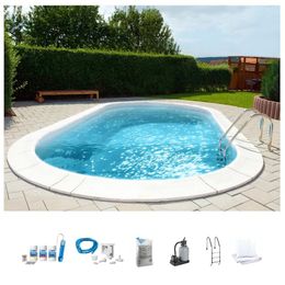 MY POOL BWT Ovalpool »PREMIUM mit sandfarbener Innenfolie« Höhe: 150 cm, in verschiedenen Größen weiß/sand Ø/B/H/L: Breite 360 cm x Höhe 150 cm x...