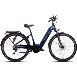 SAXONETTE &raquo;Quantum Sport Wave&laquo; 10 Gang Shimano Kettenschaltung Mittelmotor 250 W Pedelec, Elektrofahrrad f&uuml;r Damen u. Herren nachtblau+schwarz