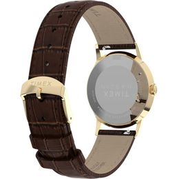 Timex Quarzuhr »MARLIN« Armbanduhr, Damenuhr, Lederarmband, Leuchtzeiger dunkelbraun-grün Armbanduhr für Damen