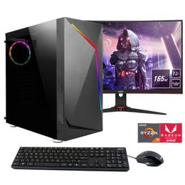 Hyrican Gaming-PC-Komplettsystem »Onyx SET02349« 27 ′′ AMD Ryzen 7 Radeon Graphics 16 GB RAM 2.000 GB SSD Windows 11, inklusive 27" Monitor AOC...