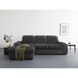 COTTA Ecksofa »Lola L-Form mit Kopfteilfunktion & Hocker« wahlweise mit Bettfunktion, Bettkasten & Armteilverstellung Mud