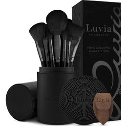 LUVIA COSMETICS Kosmetikpinsel-Set »Prime Vegan Pro Black Edition« Mit 12 Pinseln aus Nurai-Haar, Schwamm und Reinigungsmatte, vegan. schwarz...