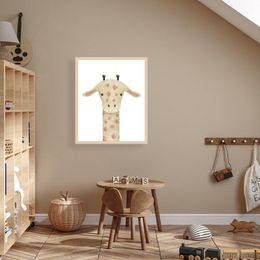 L&uuml;ttenh&uuml;tt Bild mit Rahmen &raquo;oder Poster, Giraffenkopf&laquo; Fantasy Giraffe Giraffen Bilder Tiere 1 Stk. tlg. HD Premium Druck bunt Holz, Plexiglas