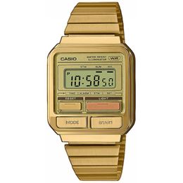 CASIO VINTAGE Chronograph Quarzuhr, Armbanduhr, Damenuhr, Herrenuhr, Digitaluhr, Edelstahlarmband goldfarben-goldfarben Angesagter Chronograph für...