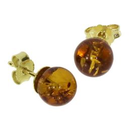 OSTSEE-SCHMUCK Paar Ohrstecker &raquo;Ohrstecker Kugel 8 mm Ohrstecker Kugel 8 mm&laquo; 8mm Sch&ouml;ne Ohrstecker mit 8 mm gro&szlig;en Bernsteinen