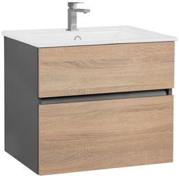 Home Affaire Waschtisch &raquo;Wisla, Waschplatz, Badezimmerschrank&laquo; Set, Waschtisch mit Waschbecken, 2 Stk. tlg. Badm&ouml;bel f&uuml;r Wandmontage mit Klappe,...