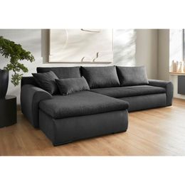 Home Affaire Ecksofa »Win, L-Form, Breite 285cm« optional mit Schlaffunktion und Bettkasten, schwarz-weiß schwarz-weiß/schwarz