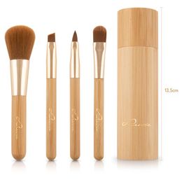 LUVIA COSMETICS Kosmetikpinsel-Set »Travel Bamboo Tube« 4 Pinsel aus Nurai-Haar, vegan, in Reisegröße, mit Pinselhalter. hellbraun 4 vegane...