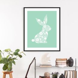 queence Bild »Akimo« Hase Hasen Haustiere Kunst Ostern 1 Stk. tlg. HD Premium Poster-Druck inkl. Holzrahmen Farbe Rahmen: schwarz + Farbe...