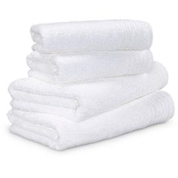 Möve MÖVE Handtuch Set »New Classic« 4 Stk. Walkfrottier 2x Hand- und 2x Duschtücher, 100% bester Baumwolle (480 g/m²) snow Obermaterial: 100% Baumwolle