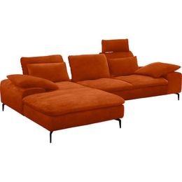 W.Schillig Ecksofa »valentinoo, Designsofa, bequem, elegant und zeitlos, L-Form« inklusive Hocker, mit Sitztiefenverstellung, Breite 299 cm copper Z73