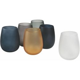 VILLA D'ESTE Gläser-Set »Cala Dorada Neues« Wassergläser-Set, 6-teilig, Inhalt 330 ml grau/blau/orange