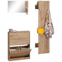 PAROLI Garderoben-Set &raquo;Susa&laquo; Set, 3 Stk. tlg. Gold Craft Oak Paneel, Spiegel, Schuhschrank