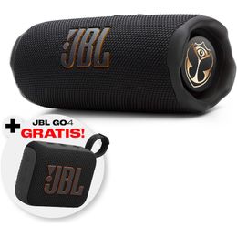 JBL Bluetooth-Lautsprecher »Set: Flip 7 Tomorrowland + Gratis dazu: GO 4 (UVP 49, 99€)« (Bluetooth 30 W) Schwarz Wasserdicht, staubgeschützt und...