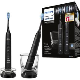 PHILIPS SONICARE Elektrische Zahnbürste »HX9914« 2 Stk. Aufsteckbürsten DiamondClean Premium Schallzahnbürste, Doppelpack inkl. Ladeglas schwarz...