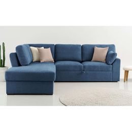 Home Affaire Ecksofa »Citry« Breite 242 cm, Chenille, Bettfunktion, Bettkasten, L-Form dark blue