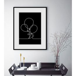 queence Bild »Henry« Kunst Luftballon Modern Schwarz-Weiß 1 Stk. tlg. HD Premium Poster-Druck inkl. Holzrahmen Farbe Rahmen: schwarz + Farbe...