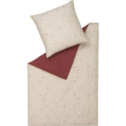 Esprit Wendebettw&auml;sche &raquo;Joyful&laquo; 2 Stk. tlg. mit weihnachtlichen Symbolen rot/dunkelrot/weinrot Obermaterial: 100% Baumwolle B/L: 135 cm x 200 cm