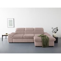 COTTA Ecksofa »Lola L-Form mit Kopfteilfunktion & Hocker« wahlweise mit Bettfunktion, Bettkasten & Armteilverstellung Mud