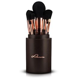 LUVIA COSMETICS Kosmetikpinsel-Set »Golden Queen« vegan dunkelbraun-roségoldfarben 15 vegane Kosmetikpinsel inkl. elegantem Pinselhalter