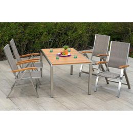 Merxx Garten-Essgruppe »San Severo« 5 Stk. tlg. silber/steinbeige +