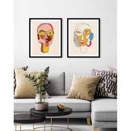 queence Bild »Santana« Abstrakt Figuren Gesicht Kunst 1 Stk. tlg. HD Premium Poster-Druck inkl. Holzrahmen Farbe Rahmen: schwarz + Farbe...