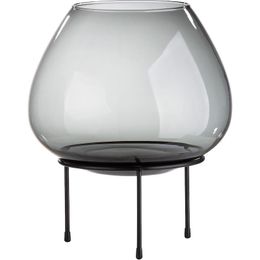 Gilde Bodenwindlicht &raquo;Vitu, Weihnachtsdeko&laquo; aus Glas mit dreibeinigem Metallst&auml;nder schwarz