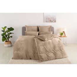 my home Bettwäsche »Desner3« 3 Stk. tlg. Bettwäsche mit Reißverschluss, Cashmere-Touch, kuschelig & weich beige Obermaterial: 100% Polyester B/L:...