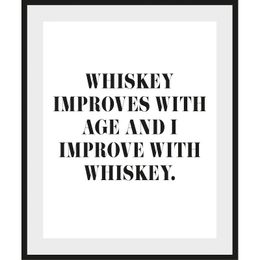 queence Bild »WHISKEY« Humor Schriftzug Schwarz-Weiß Sprüche & Texte 1 Stk. tlg. HD Premium Poster-Druck inkl. Holzrahmen Farbe Rahmen:...
