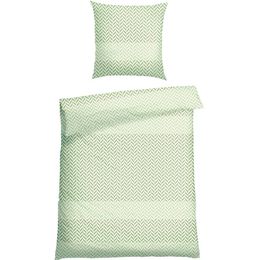 Schiesser Bettwäsche »Maribel aus weicher Baumwolle mit unaufgeregtem Fischgrätmuster« 2 Stk. tlg. MADE IN GREEN by OEKO-TEX Grün Obermaterial:...
