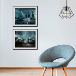 queence Bild »Apokalypse« Gebäude Stadt Städte Wolken 1 Stk. tlg. HD Premium Poster-Druck inkl. Holzrahmen Farbe Rahmen: schwarz + Farbe...