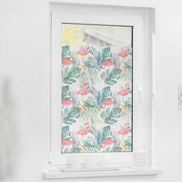 LICHTBLICK ORIGINAL Fensterfolie »Fensterfolie selbstklebend, Sichtschutz, Flamingo - Rosa Grün« 1 Stk. blickdicht glatt statisch haftend rosa/grün...