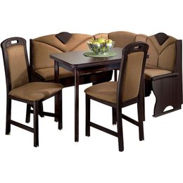 Home Affaire Eckbankgruppe Set, 4 Stk. tlg. ca. 121/121 cm wenge/cappuccino +