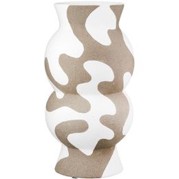 Gilde Tischvase »Vase rund Areno beige; weiß H. 35 cm« beige, weiß