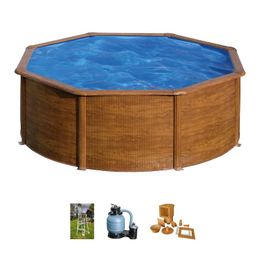 GRE Rundpool »PACIFIC in Holzoptik inkl. Zubehör« Höhe: 120 cm, in versch. Größen erhältlich braun Ø/B/H/L: 300 cm x Breite x Höhe 120 cm x Länge