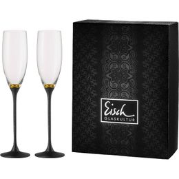 EISCH GERMANY Sektglas »Champagner Exklusiv« Echtgoldauflage, Teilveredelung in Steinoptik, 180 ml, 2-teilig goldfarben/schwarz