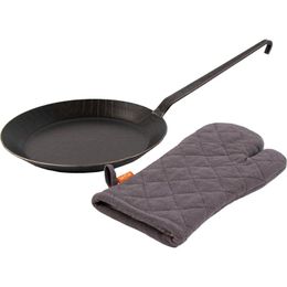 Siena Home Bratpfanne »Fermo« Gusseisen Set, 2 Stk. tlg. schmiedeeisern, Hakenstiel, hoch, Induktion, mit Topfhandschuh schwarz