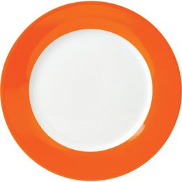 Van Well Speiseteller »Vario« Porzellan, spülmaschinen- und mikrowellengeeignet, Ø 26, 5 cm orange, weiß