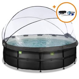 EXIT Framepool »»Black Leather Pool«« mit Sandfilterpumpe und Abdeckung und Zubehörset - schwarz Schwarz Ø/B/H/L: 470 cm x Breite x Höhe 330 cm x...
