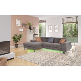 COTTA Ecksofa &raquo;Komaris L-Form, B: 244 cm&laquo; mit Kopfteilverstellung, optional Bettfunktion, Bettkasten & Licht grau 88% POLYESTER (PES) 12% POLYAMID (PA