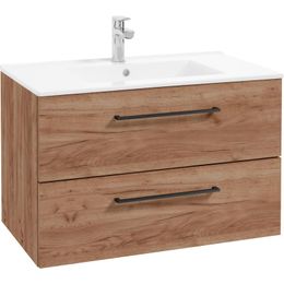 Welltime Waschtisch &raquo;Palermo&laquo; Set, Badm&ouml;bel inkl. Waschbecken, Breite 80 cm tabacco + tabacco