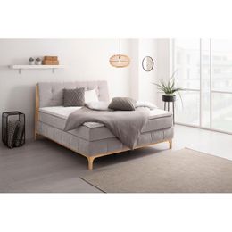 OTTO products Boxspringbett &raquo;Jelle&laquo; 5 Stk. tlg. zertifizierte, recycelte Bezugsstoffe, verschiedene Ausf&uuml;hrungen silber Polyester