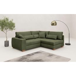 MR. COUCH Ecksofa »Hilla L-Form, bis 140 kg belastbar« mit Taschenfederkern, wahlweise mit Bettfunktion Memphis 12 green