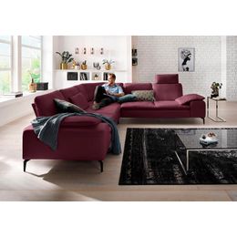 W.Schillig Ecksofa »valentinoo, Designsofa, elegant und bequem, L-Form« mit Sitztiefenverstellung, Breite 318 cm burgundy Z69