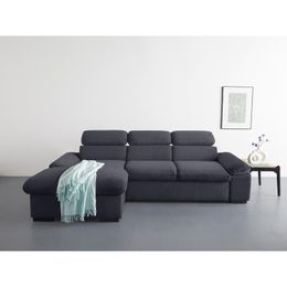 COTTA Ecksofa »Lola L-Form mit Kopfteilfunktion & Hocker« wahlweise mit Bettfunktion, Bettkasten & Armteilverstellung Black